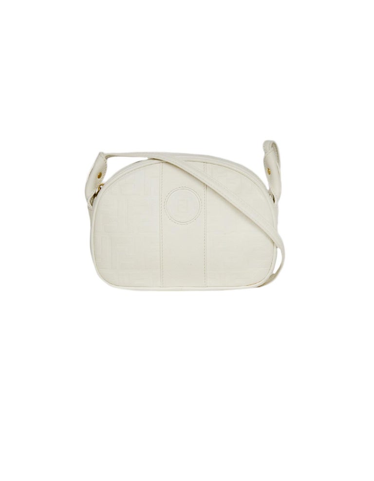 Fendi Vintage White Leather Embossed Monogram Crossbody Bag For Sale at ...