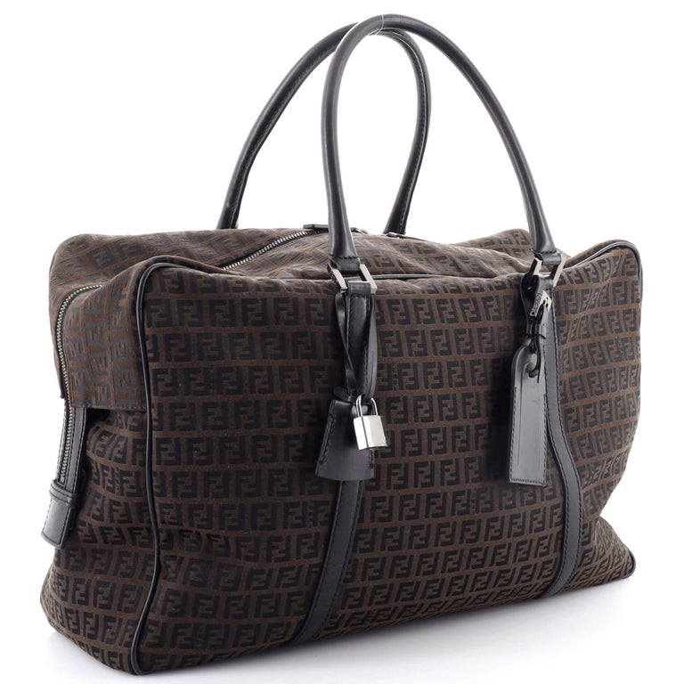 Fendi Vintage Zip Around Duffle Bag Zucchino Canvas Medium at 1stDibs