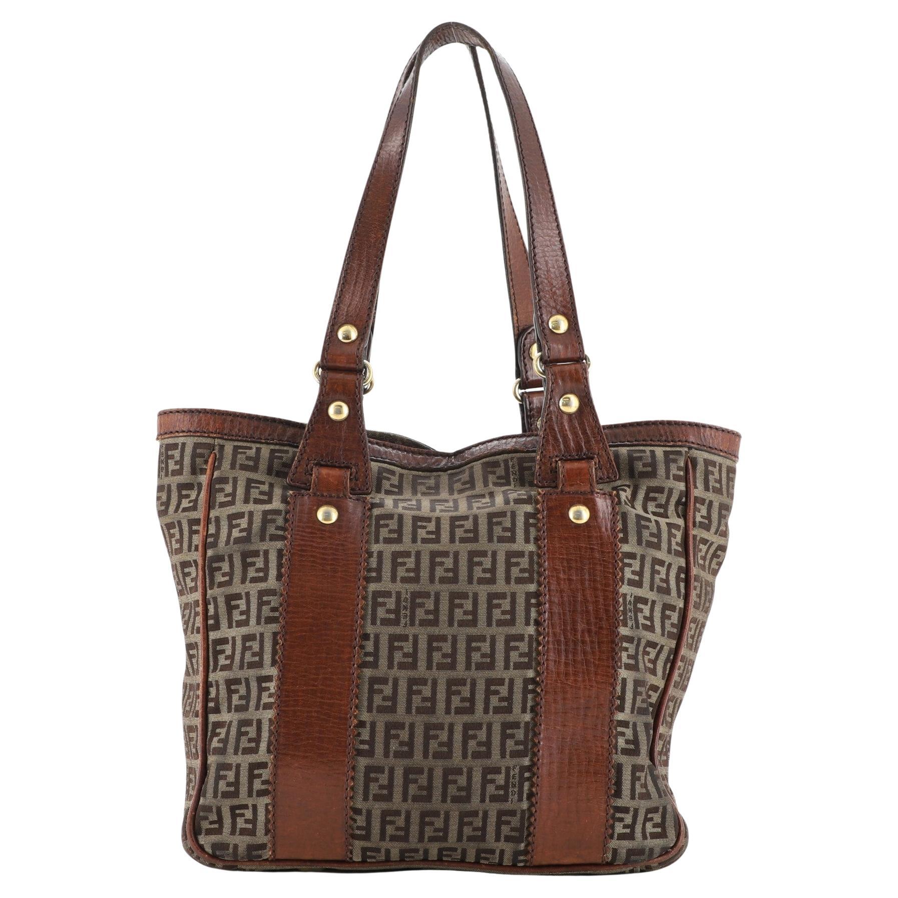 Fendi Patterned Canvas Shoulder Tote at 1stDibs