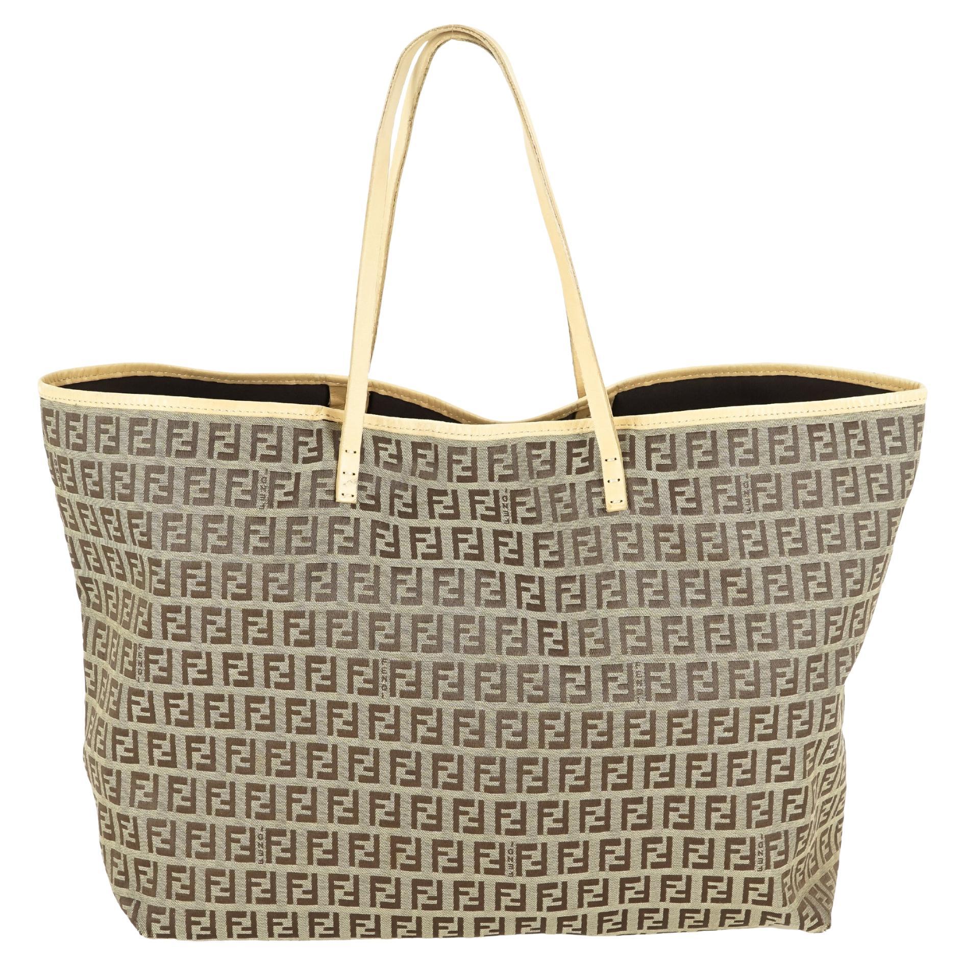 Fendi Vintage Zucca Monogram FF Shopper Tote Bag For Sale at 1stDibs