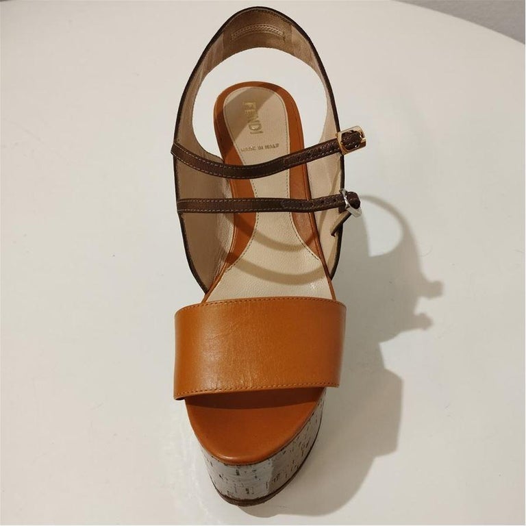 Fendi Wedge sandal size 37 For Sale at 1stDibs