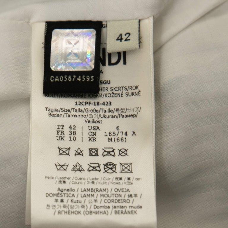 Fendi White All Over Logo Print Leather Mini Skirt M For Sale at 1stDibs