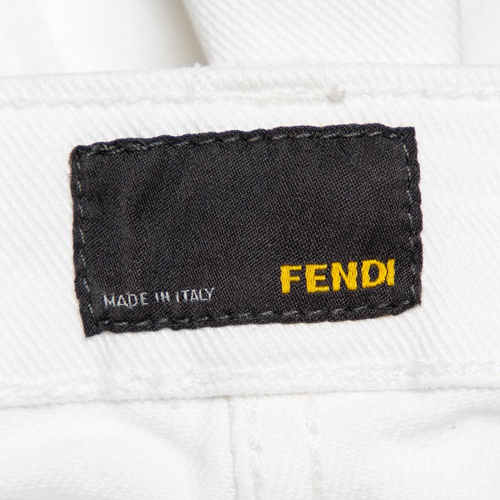 Fendi White Denim Straight Leg Distressed Jeans M For Sale at 1stDibs ...