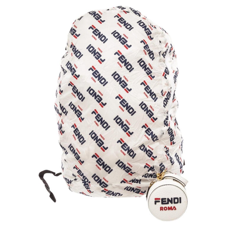 Fendi White Leather Coin Purse With Foldable Nylon Backpack at 1stDibs