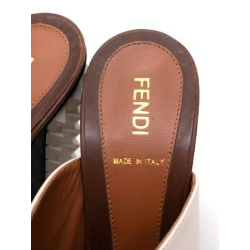 Fendi White Leather Spike Heel Mules For Sale at 1stDibs