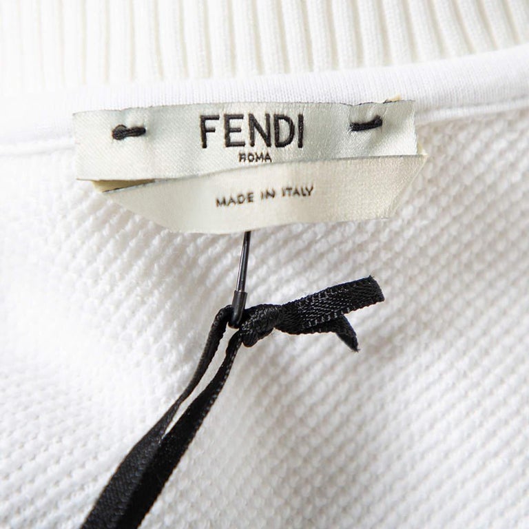 Fendi White Logo Strip Detail Knit Zipper Front Jacket M For Sale at ...