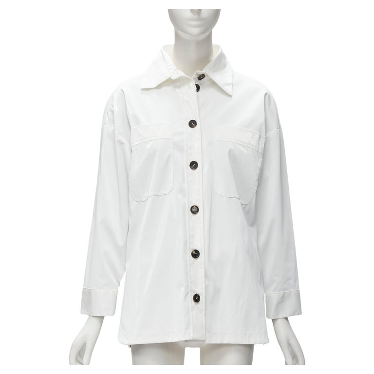 FENDI white polyester brown FF Zucca monogram lined overshirt jacket ...