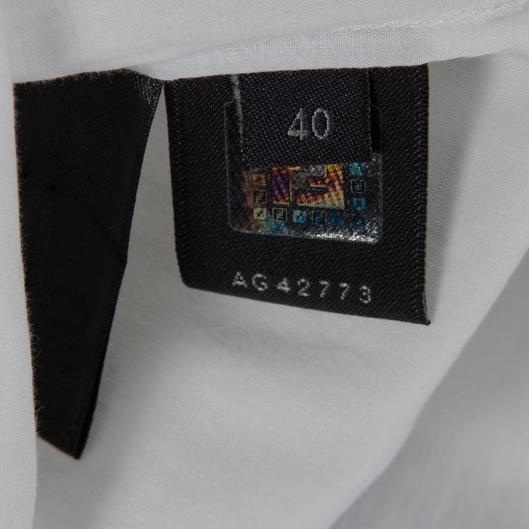 Fendi White Ruffled Cuff Detail Long Sleeve Shirt S For Sale at 1stDibs