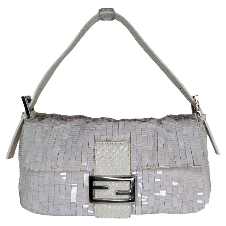 Fendi White Sequin Baguette Shoulder Bag at 1stDibs