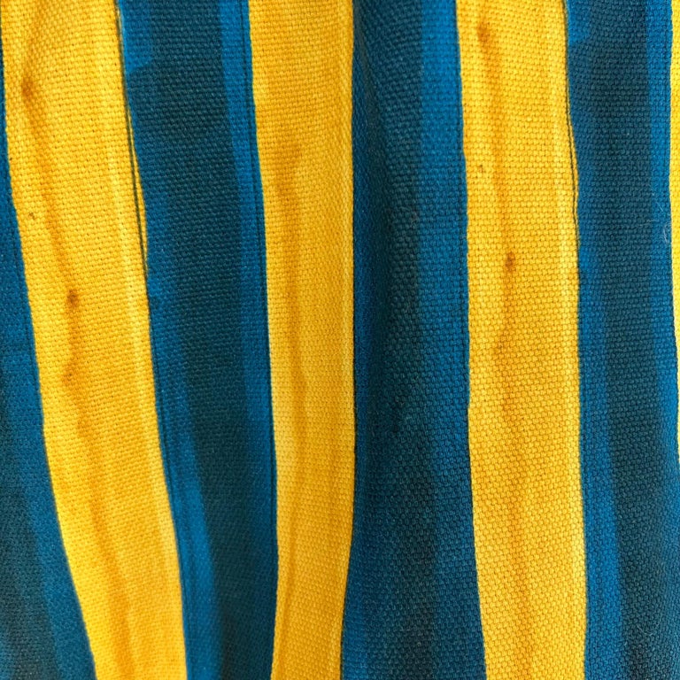FENDI x JOHN BOOTH Size 40 Yellow Blue Stripe Cotton Lamb Fur Denim ...