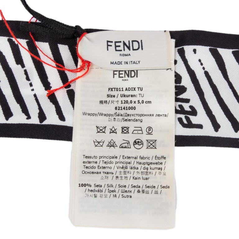 FENDI x JOSHUA VIDES black and white silk WRAPPY Twilly Scarf at 1stDibs
