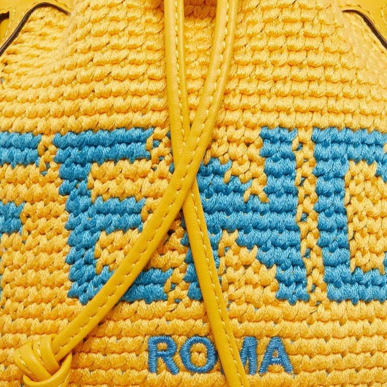 Fendi Yellow Crochet and Leather Mini Mon Tresor Bucket Bag For Sale at ...