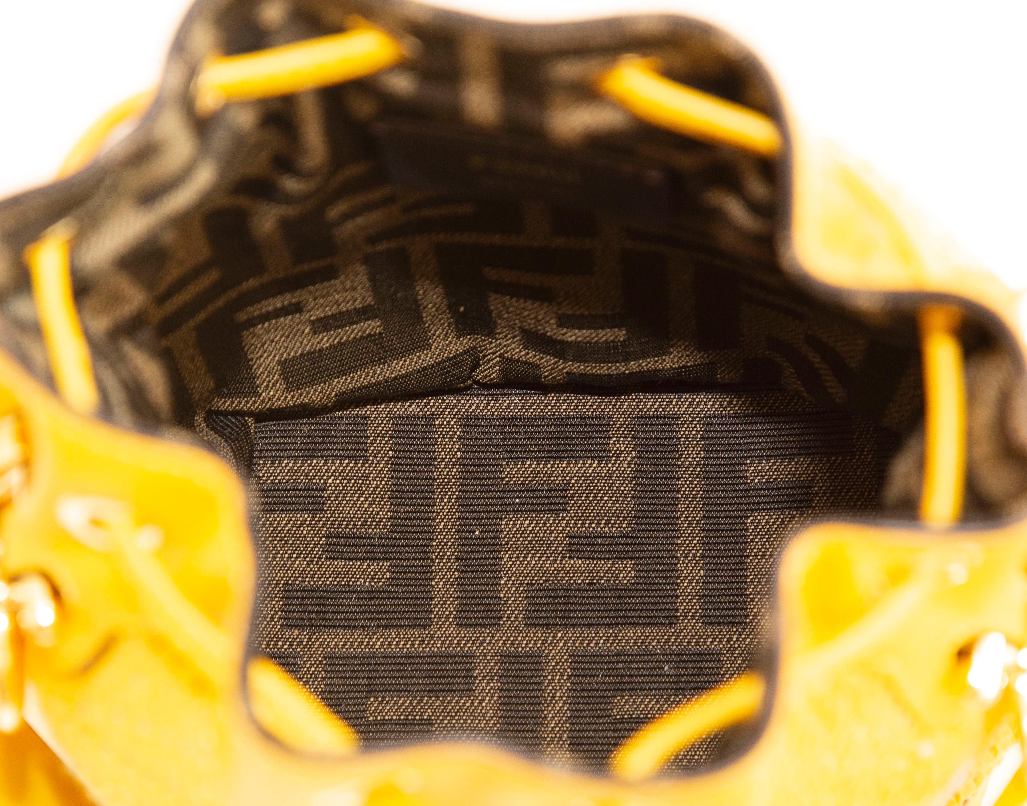 Fendi Yellow Crochet Mini Mon Tresor Crossbody Drawstring Bucket Bag ...