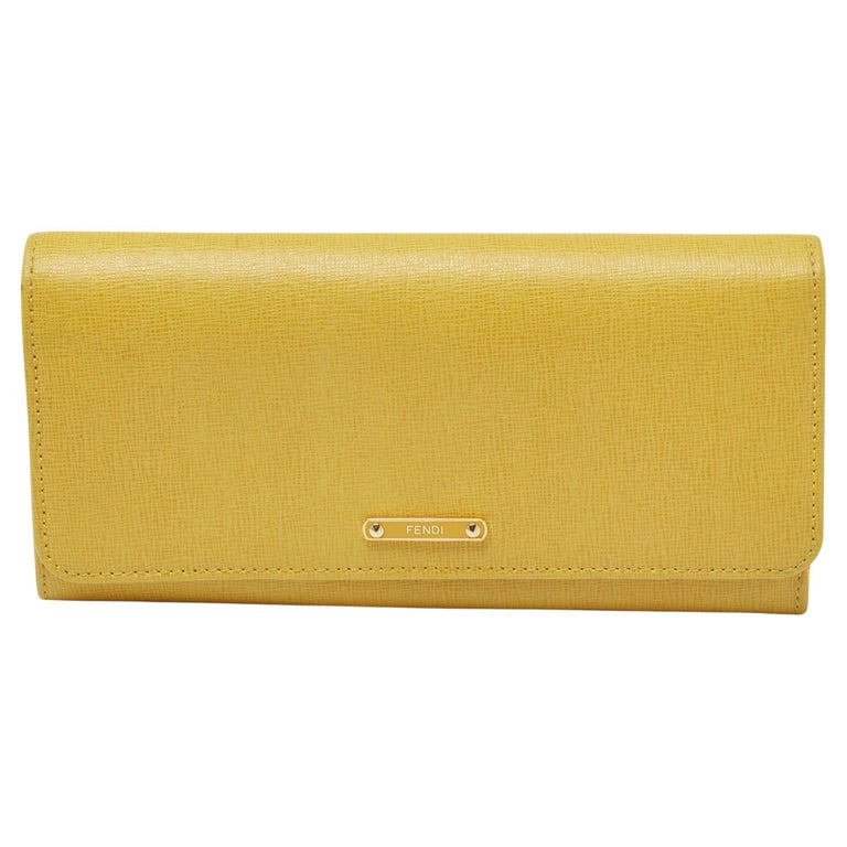 Fendi Yellow Leather Flap Continental Wallet For Sale at 1stDibs