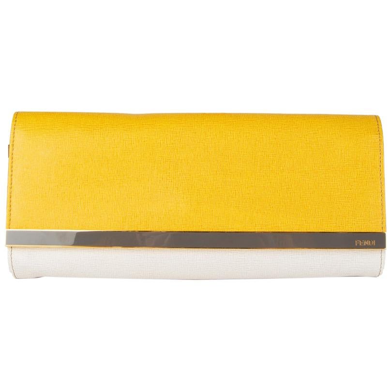 FENDI yellow and white COLORBLOCK WRISTLET Clutch Bag at 1stDibs ...