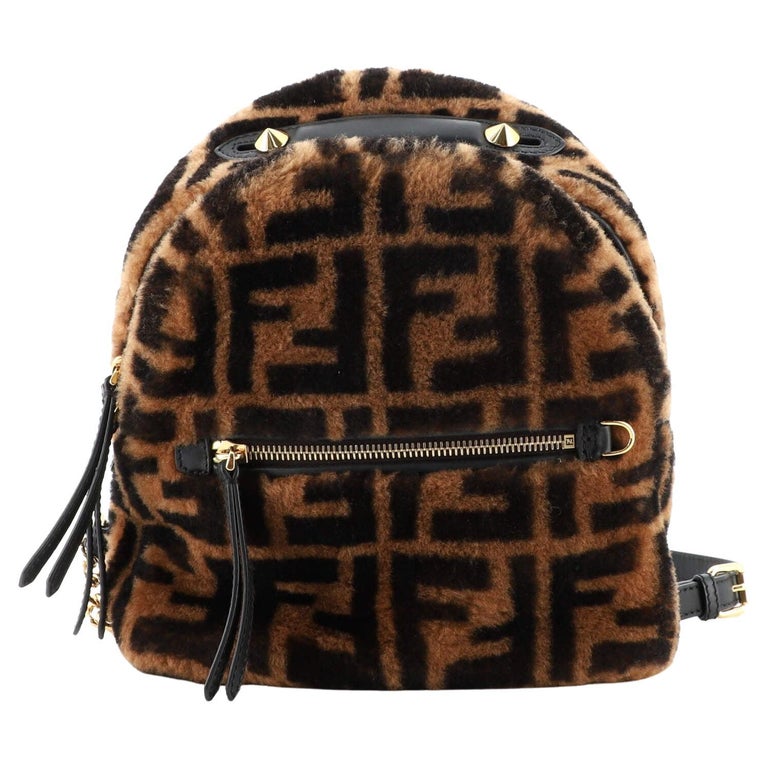 Fendi Zip Backpack Zucca Shearling Mini at 1stDibs