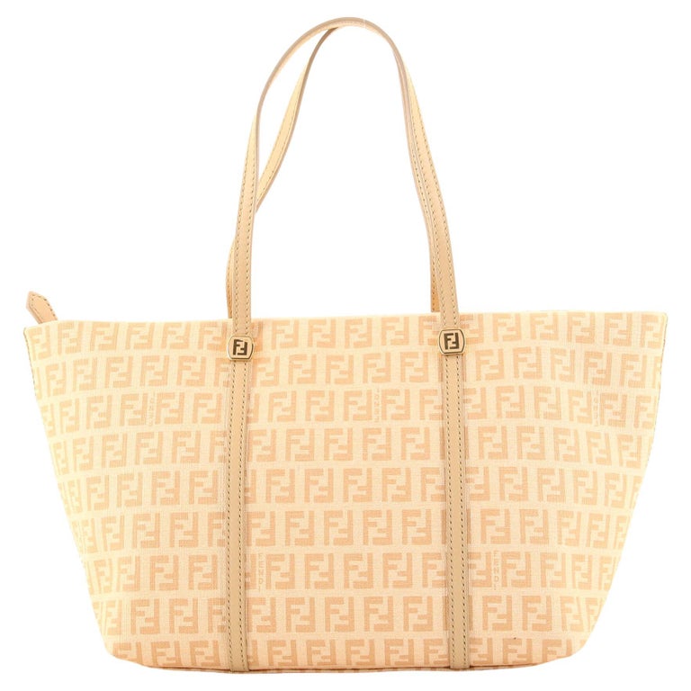 Fendi Zip Shopping Tote Zucchino Coated Canvas Small For Sale at 1stDibs