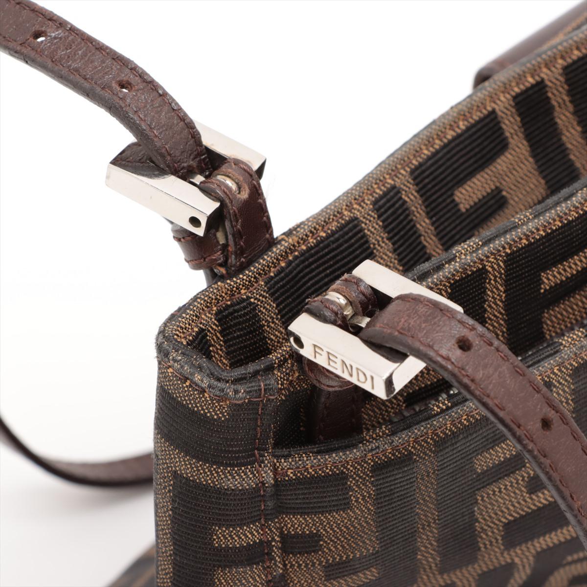 Fendi Zucca Canvas Shoulder Bag Brown For Sale at 1stDibs