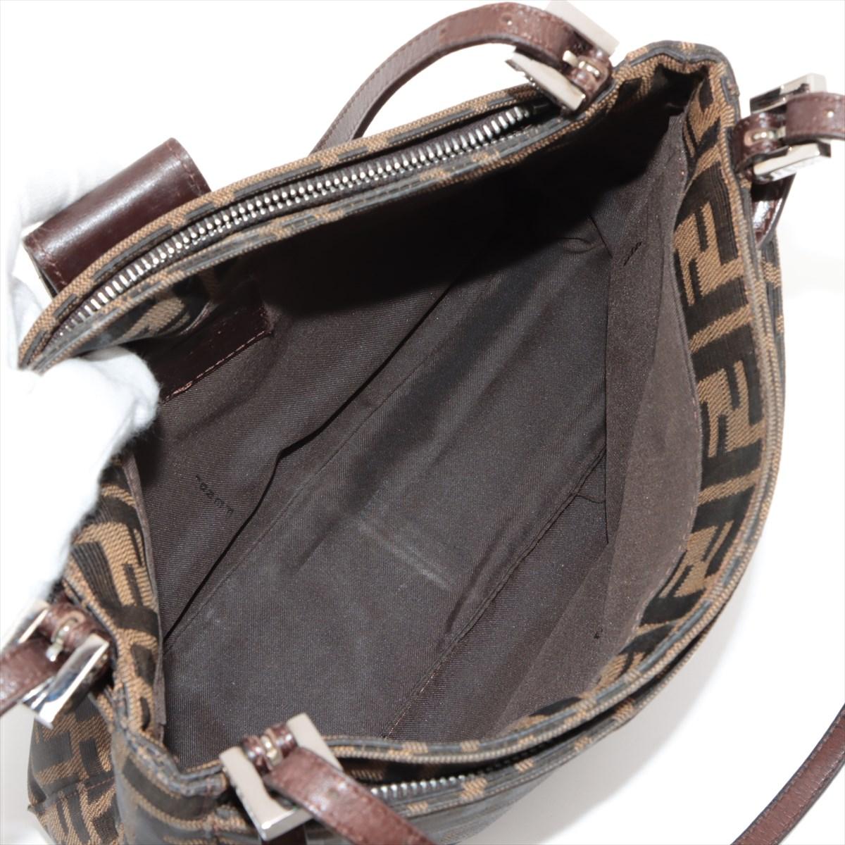 Fendi Zucca Canvas Shoulder Bag Brown For Sale at 1stDibs