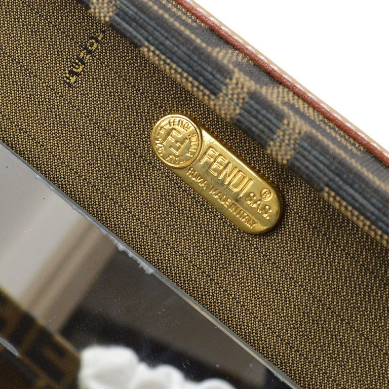 FENDI Zucca Logo Brown Cognac Travel Cosmetic Vanity Trunk Case For ...