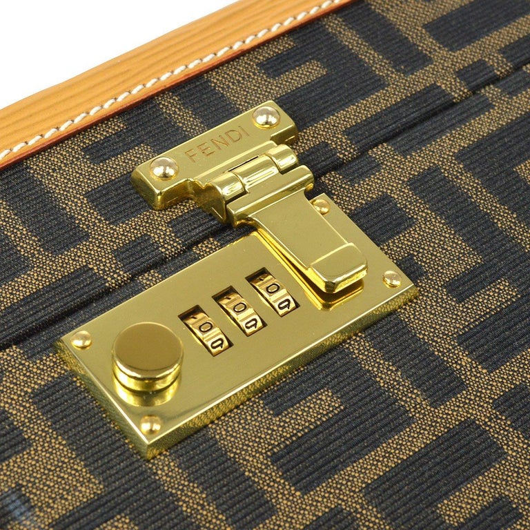 FENDI Zucca Logo Brown Cognac Travel Cosmetic Vanity Trunk Case For ...