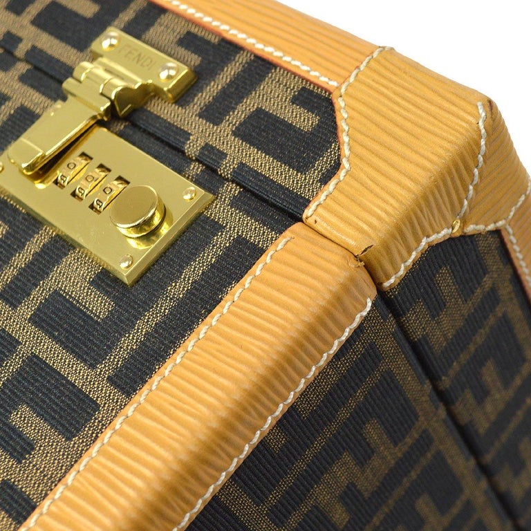 FENDI Zucca Logo Brown Cognac Travel Cosmetic Vanity Trunk Case For ...