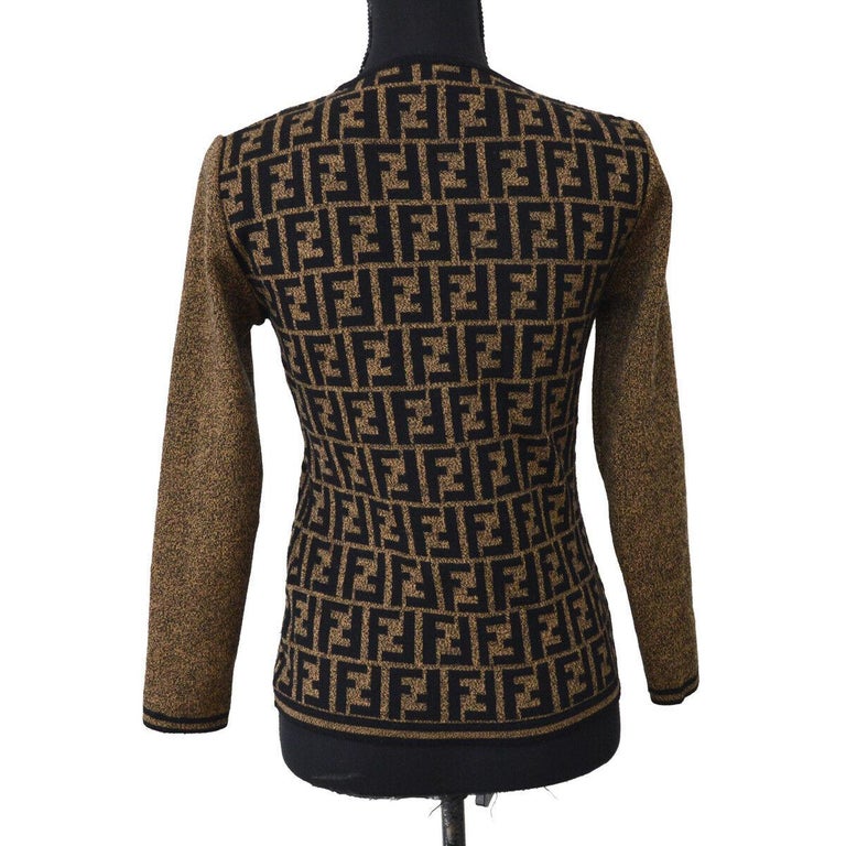 Fendi Zucca Monogram Logo Women's Logo Long Sleeve Sweater Shirt at ...
