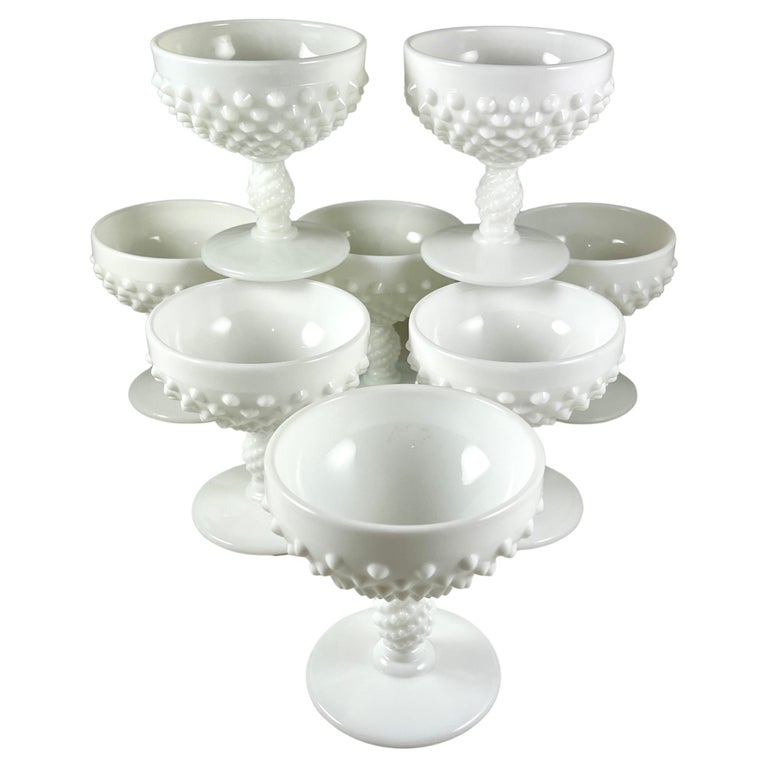 Fenton Hobnail Opaque Milk Glass Sherbet Cups/ Champagne Coupes, S/8 ...