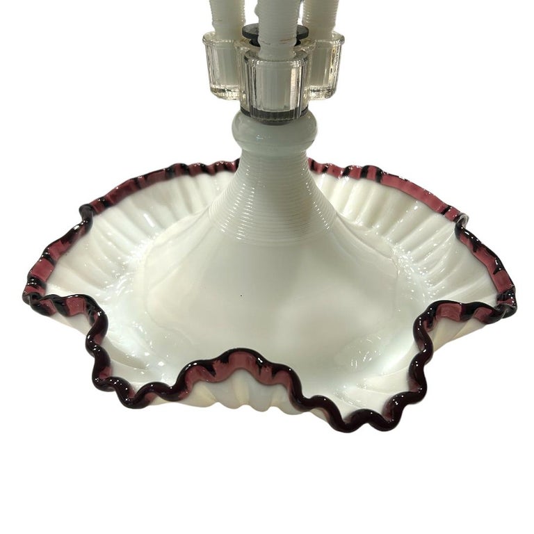 Fenton Opalescent Amethyst Glass 4 Horn Epergne For Sale at 1stDibs