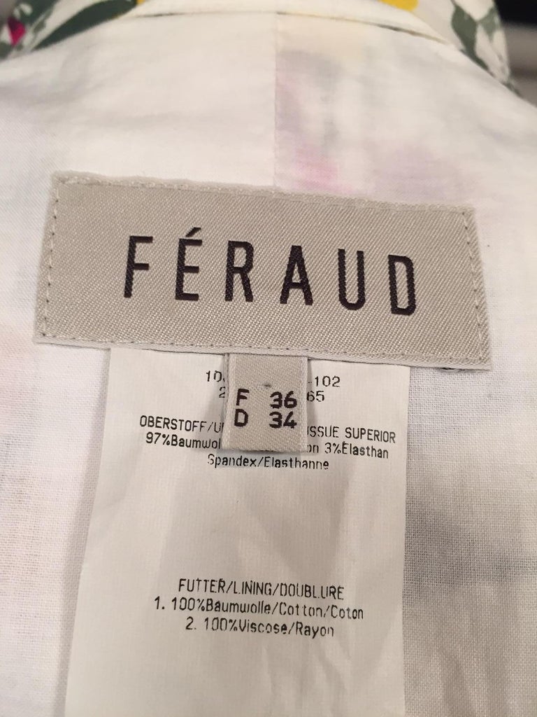 Feraud White Cotton Jacket with Colorful Floral Print For Sale at 1stDibs