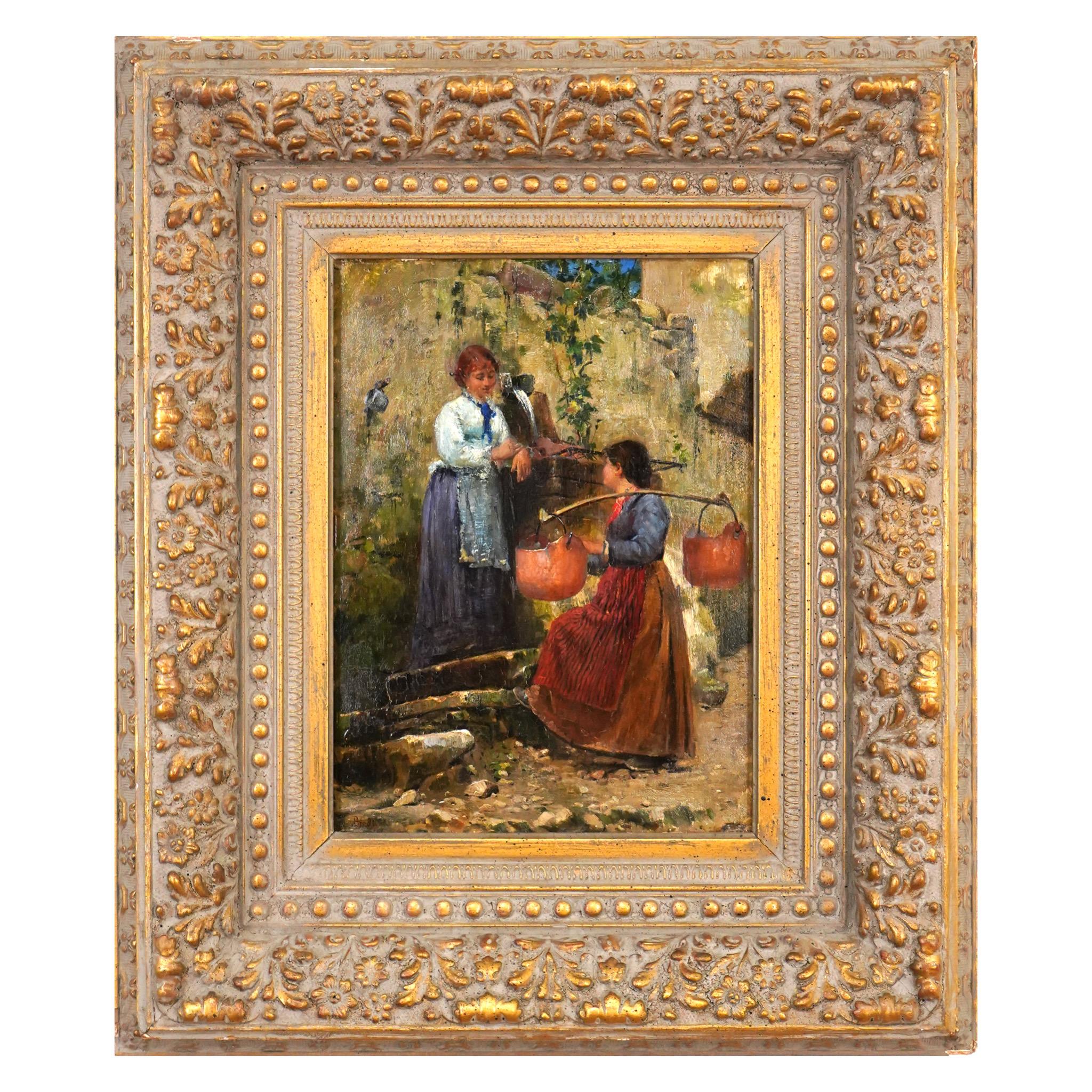 Ferdinand Max Bredt - A Chat Beside the Fountain For Sale at 1stDibs