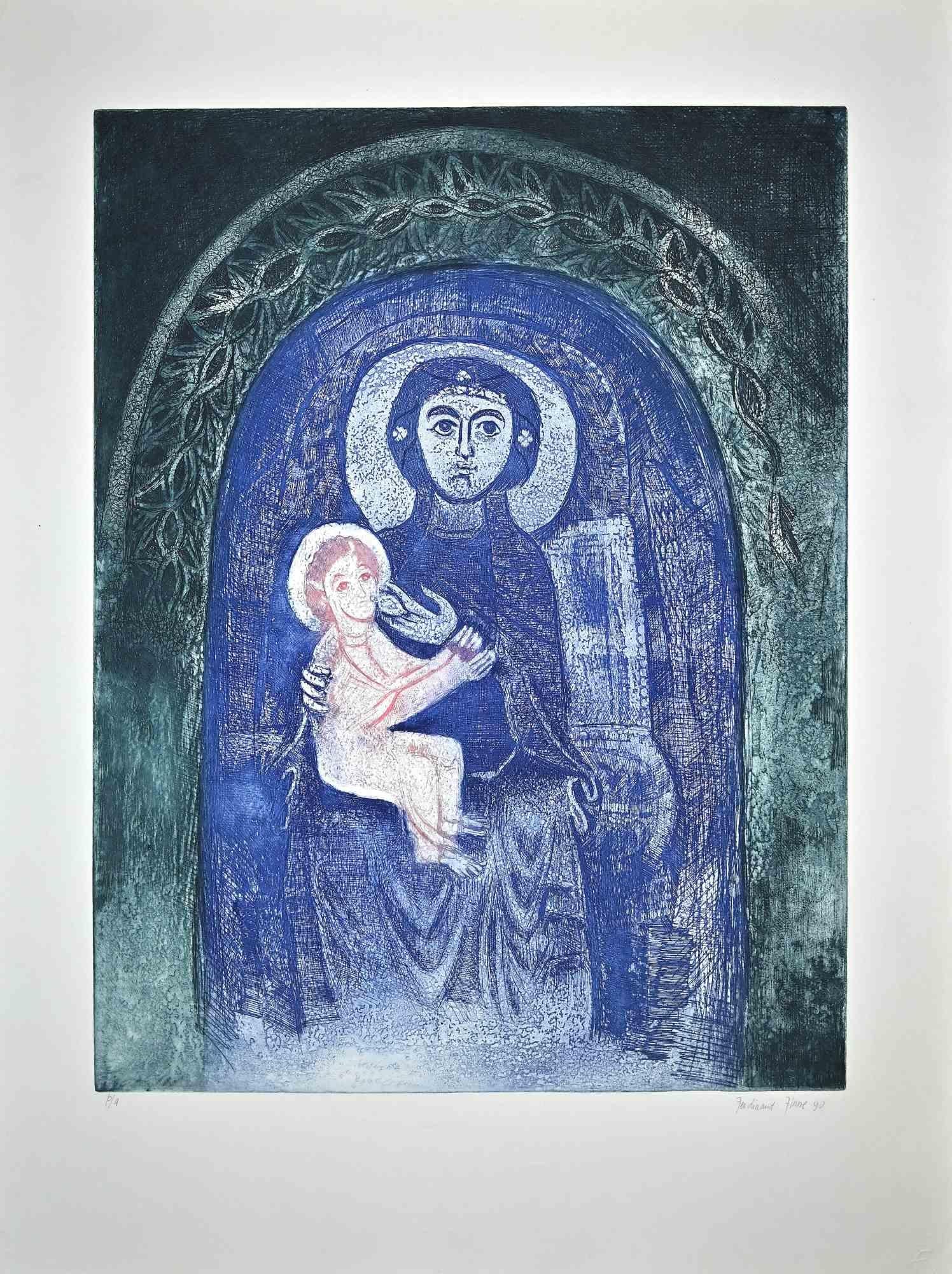 Ferdinand Oscar Finne - Virgin and Child - Lithograph by Ferdinand ...