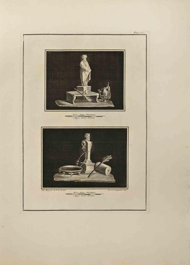 Ferdinando Campana - Pompeian Objects With Deity - Etching by ...