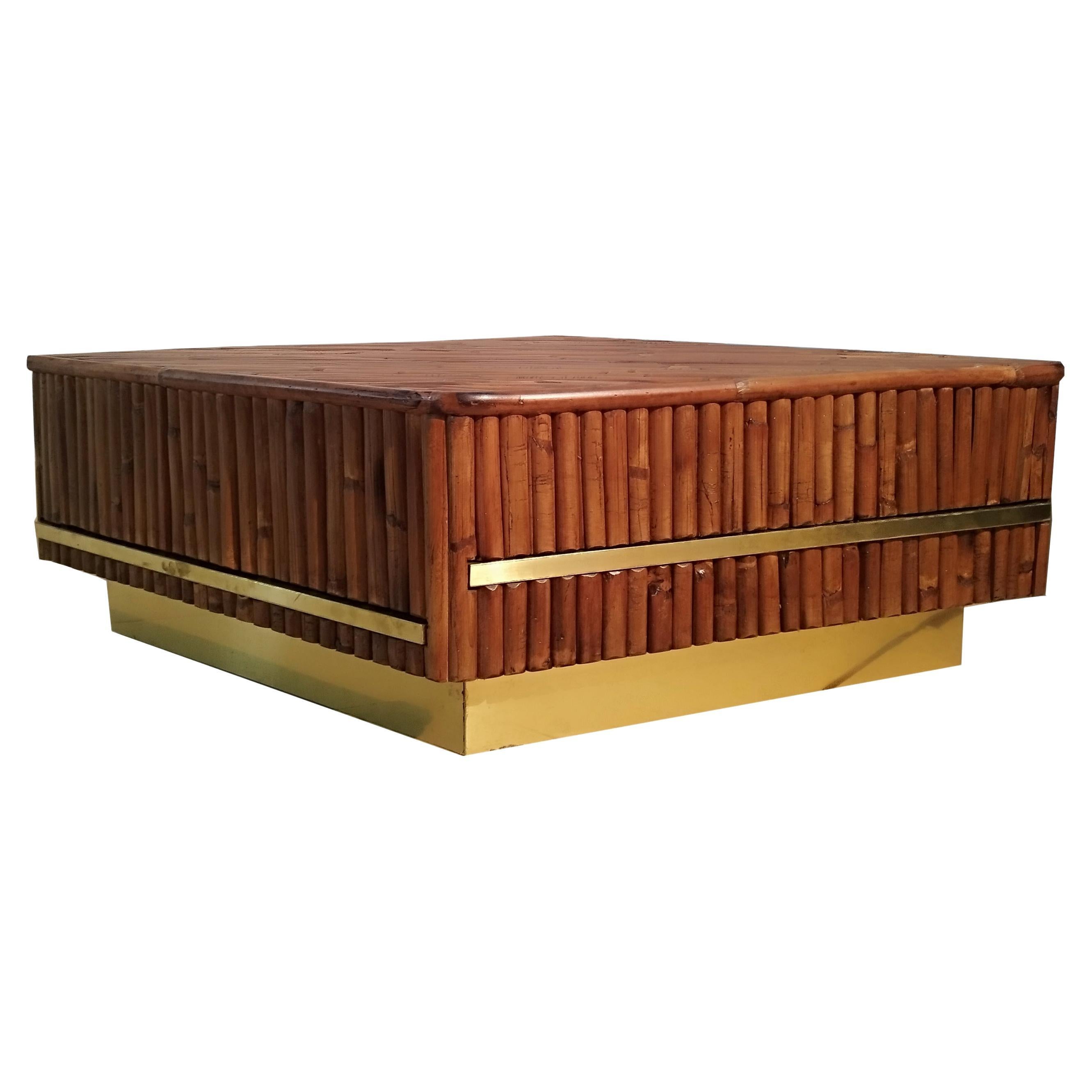Ferdinando Loffredo Malacca, Bamboo and Brass Coffe Table, Italy 2000s ...