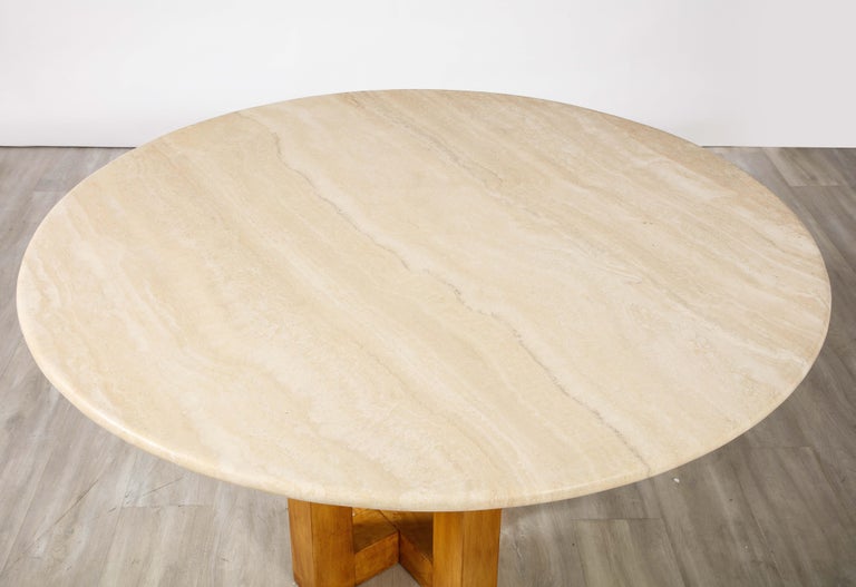 Ferdinando Meccani Travertine, Wood Dining Table or Center Table, Italy ...