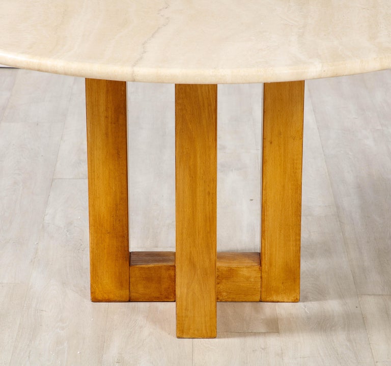 Ferdinando Meccani Travertine, Wood Dining Table or Center Table, Italy ...