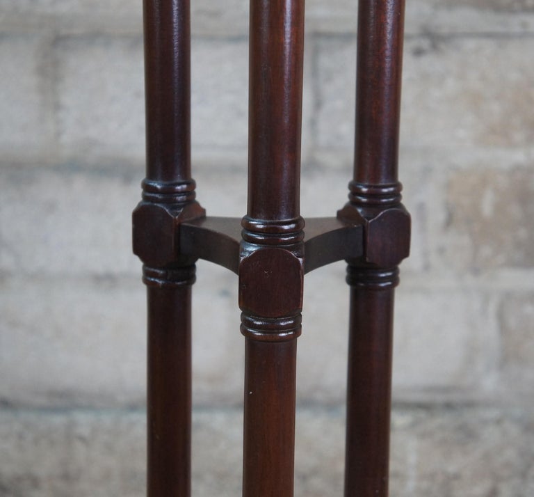 Ferguson Bros Mahogany Fluted Tri Column Brass Gallery Pedestal Plant ...
