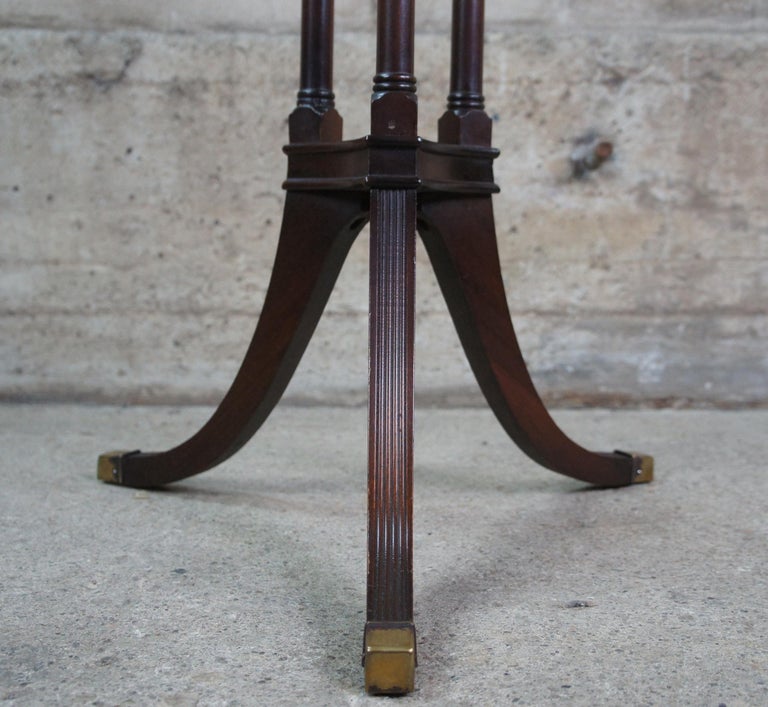 Ferguson Bros Mahogany Fluted Tri Column Brass Gallery Pedestal Plant ...