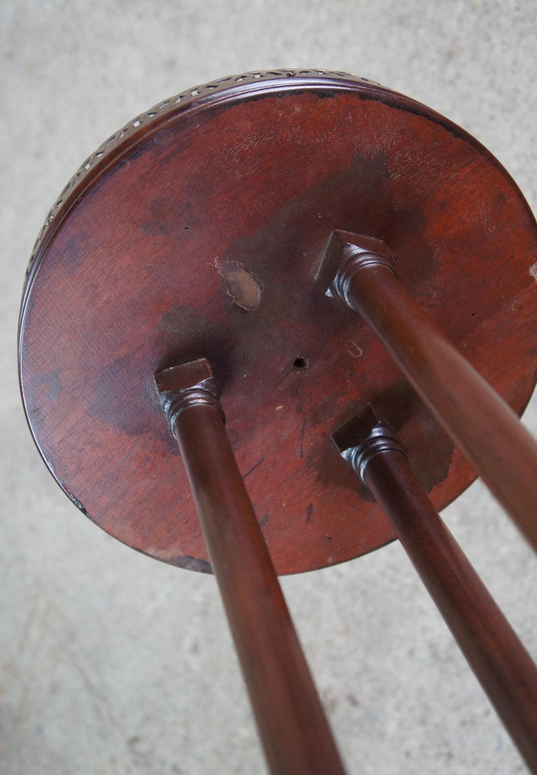 Ferguson Bros Mahogany Fluted Tri Column Brass Gallery Pedestal Plant ...