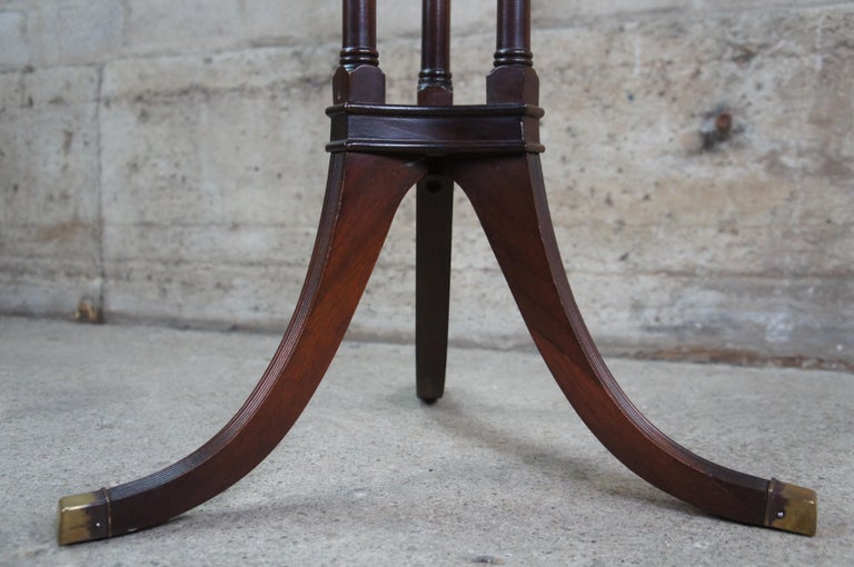 Ferguson Bros Mahogany Fluted Tri Column Brass Gallery Pedestal Plant ...