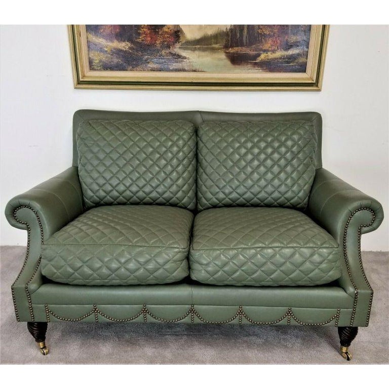 Ferguson Copeland "Hamilton" Fine Leather Settee Loveseat For Sale at ...