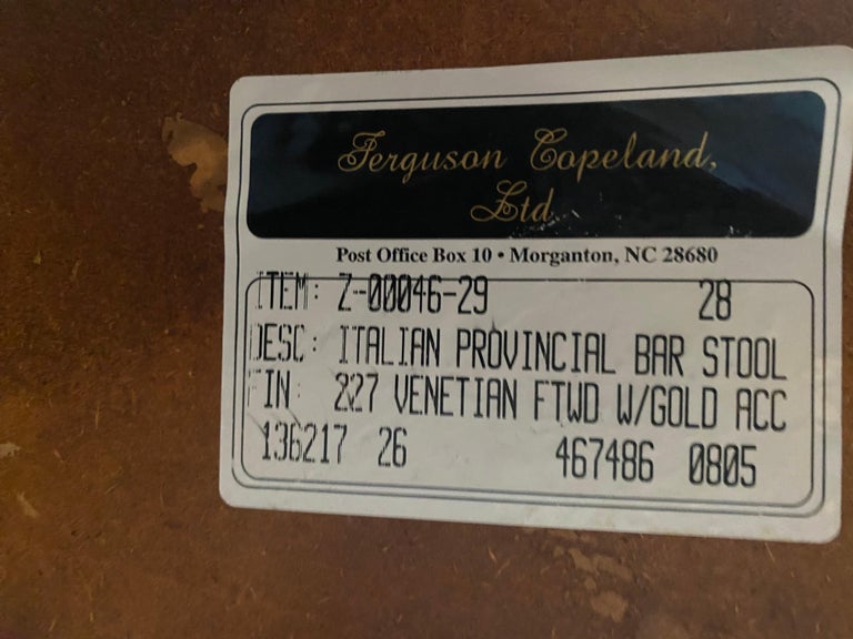 Ferguson Copeland Italian Provincial Style Bar Stool, a Pair For Sale ...