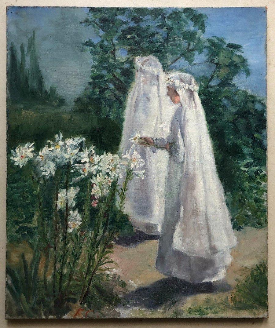 Fernand Cormon - La Boda, Óleo original antiguo sobre lienzo, escuela ...