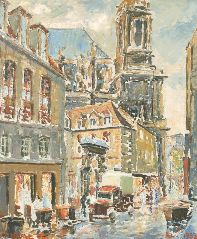 Fernand Laval - Large 1950's French Impressionist Signed Oil - Busy ...