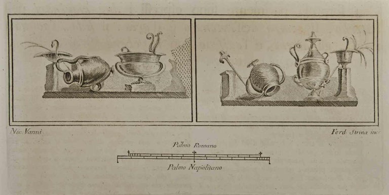Fernando Strina - Pompeian Style Jar and Pitcher - Etching by Fernando ...