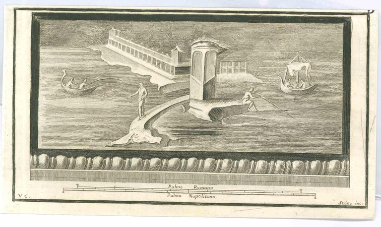 Fernando Strina - Temple Pompeian Fresco - Etching by Fernando Strina ...