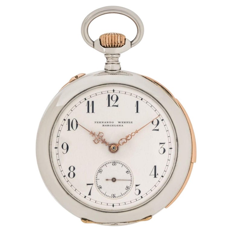 Fernando Wehrle Silver& Rose Gold Keyless Lever Minute Repeater Open ...