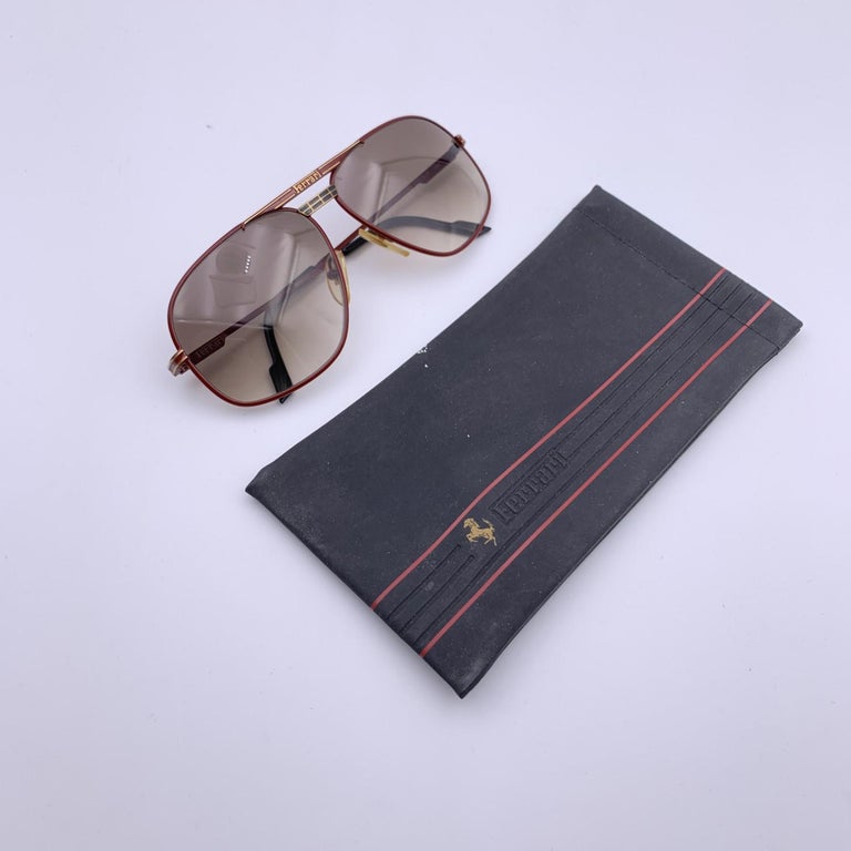 Ferrari Red Metal Aviator Mint Sunglasses F 14 63/13 140 mm For Sale at ...
