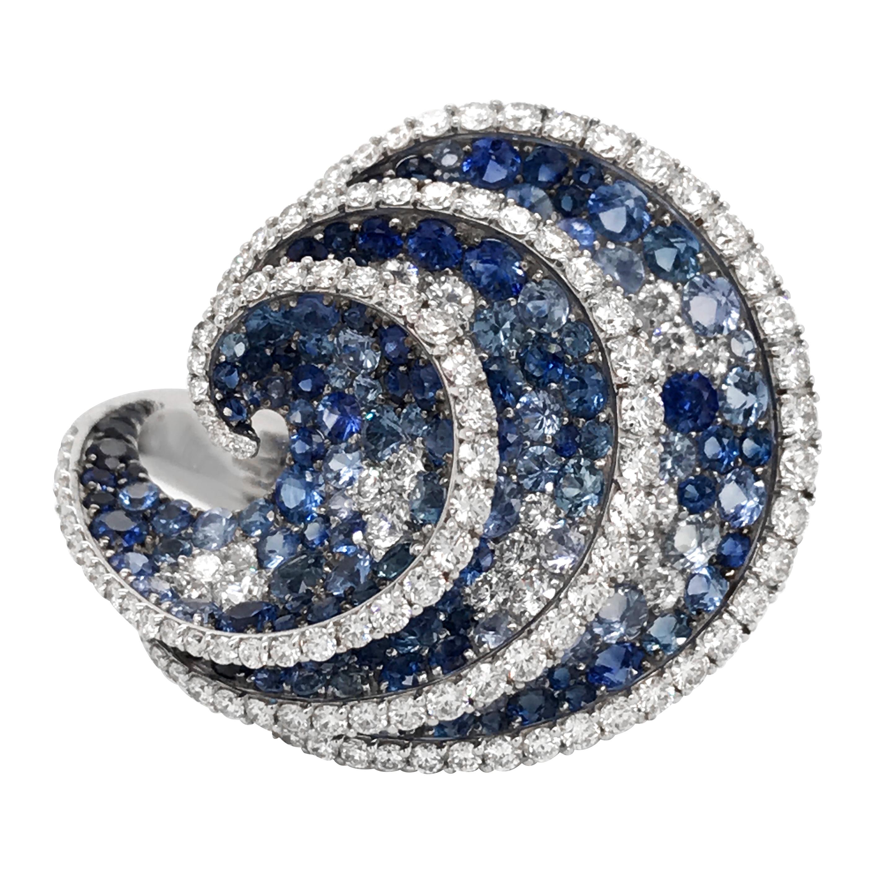 FerrariFirenze 18 Karat Gold, Sapphire and Diamond Giselle Ring at 1stDibs