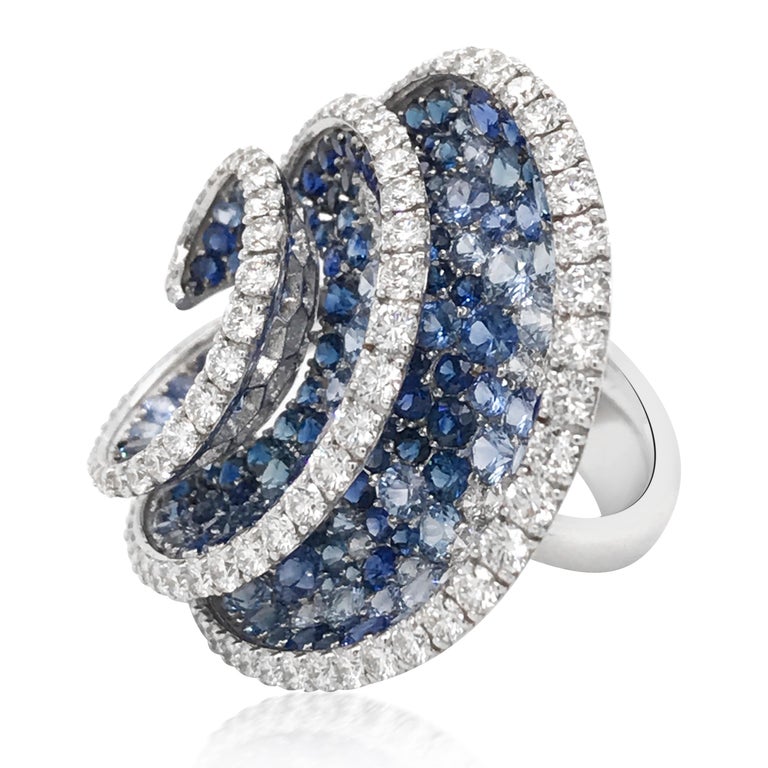 FerrariFirenze 18 Karat Gold, Sapphire and Diamond Giselle Ring at 1stDibs